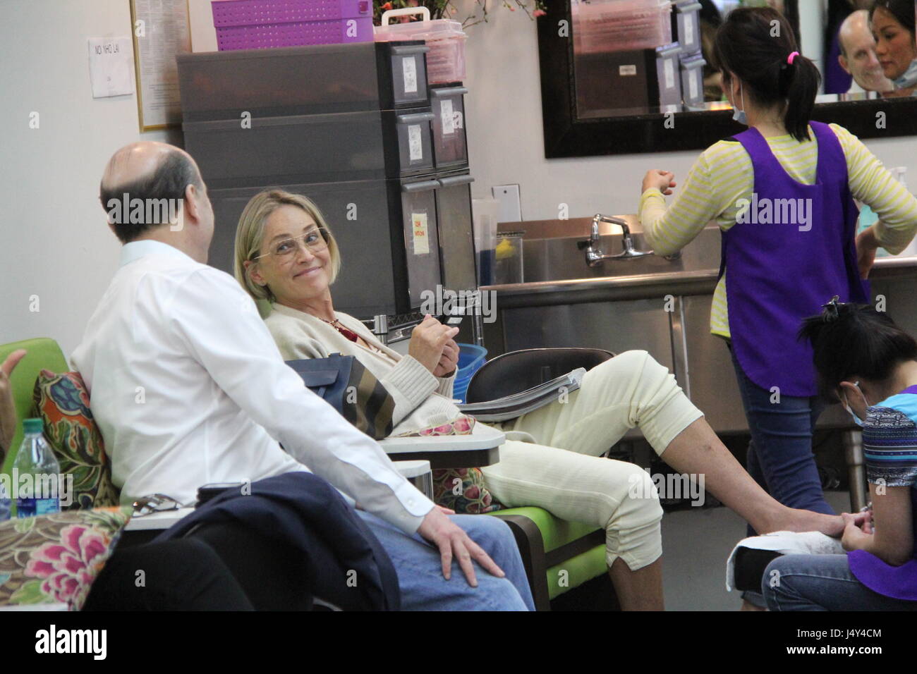 Sharon Stone gets her nails done and then returns to her car Featuring ...