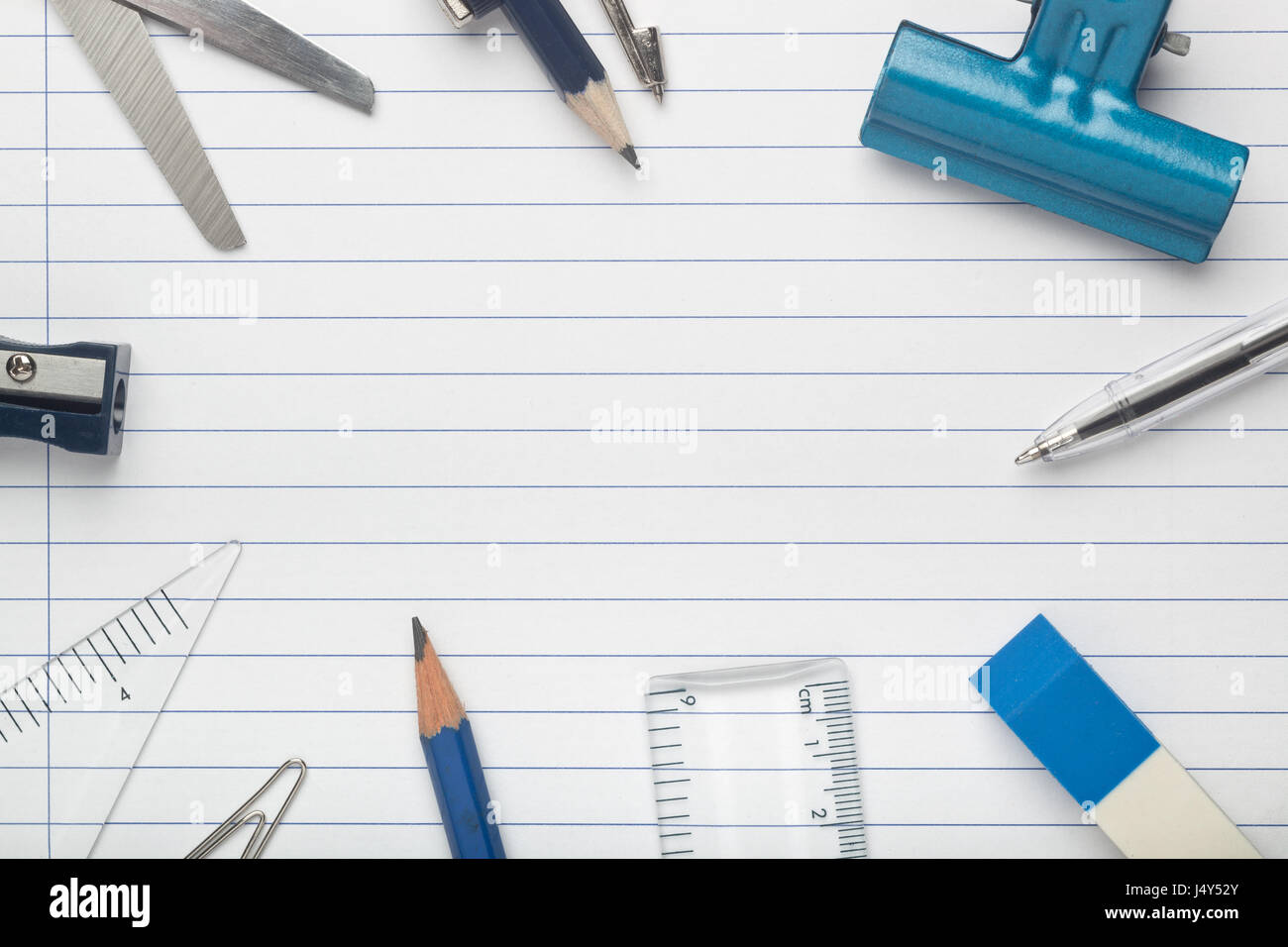 Stationery surrounding a writing paper creating copy space Stock Photo ...