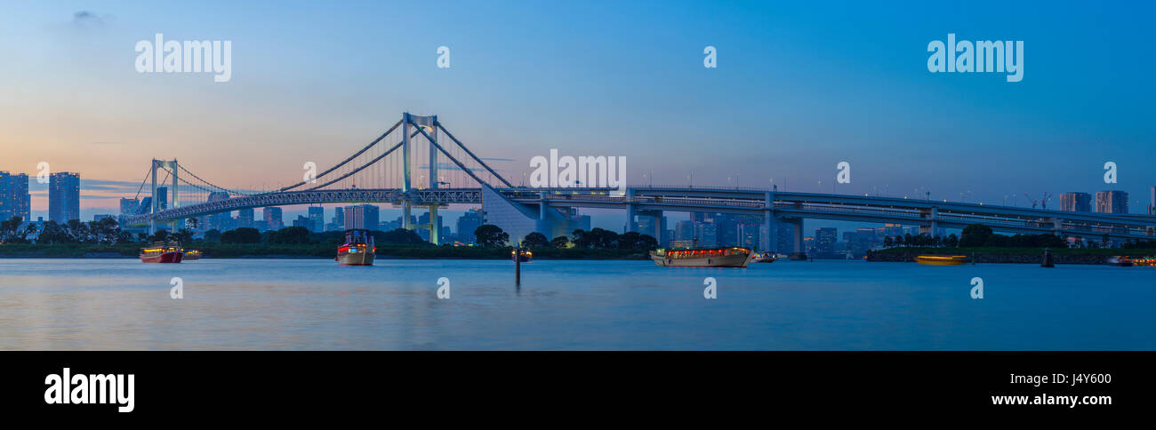 beautiful dusky sky city scape of rainbow bridge important landmark and ...