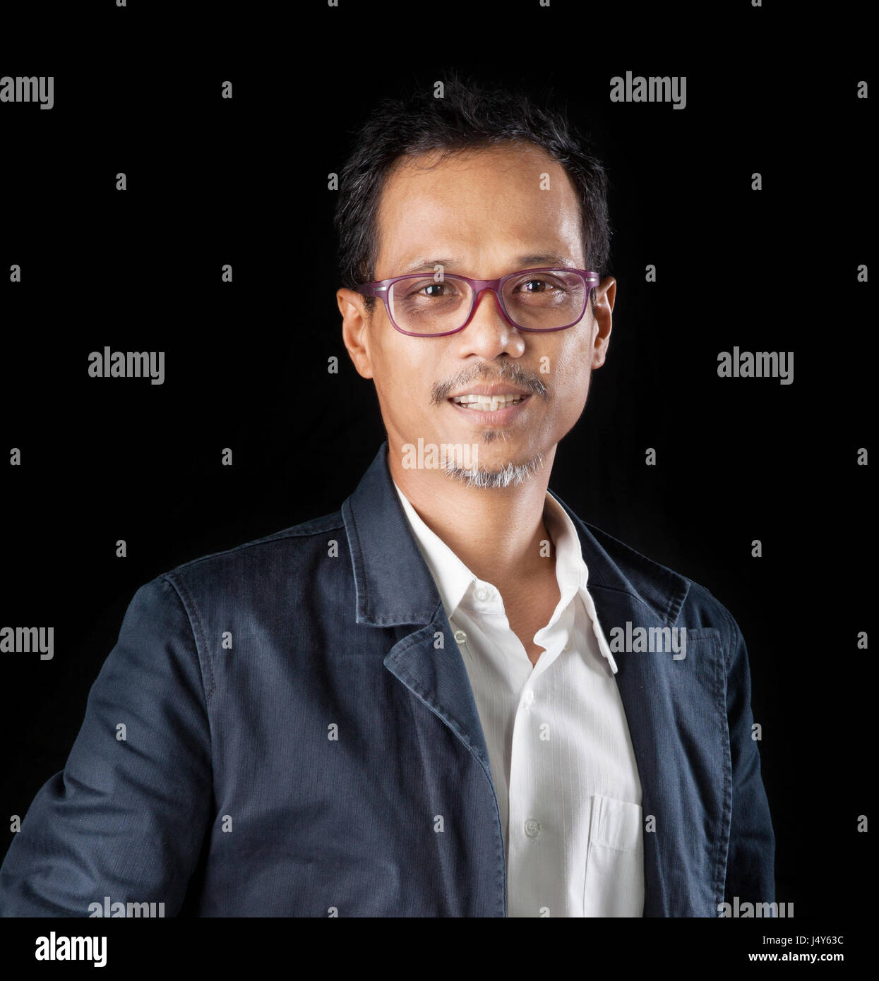 portrait of smiling face 45 years old asian working man in construction ...