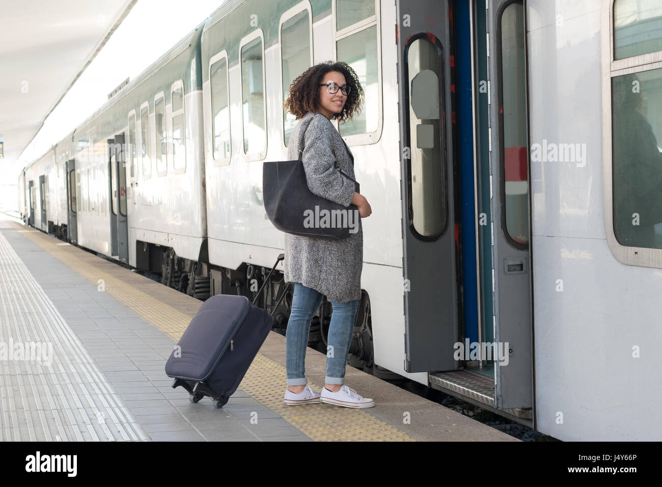Student on train hi-res stock photography and images - Alamy