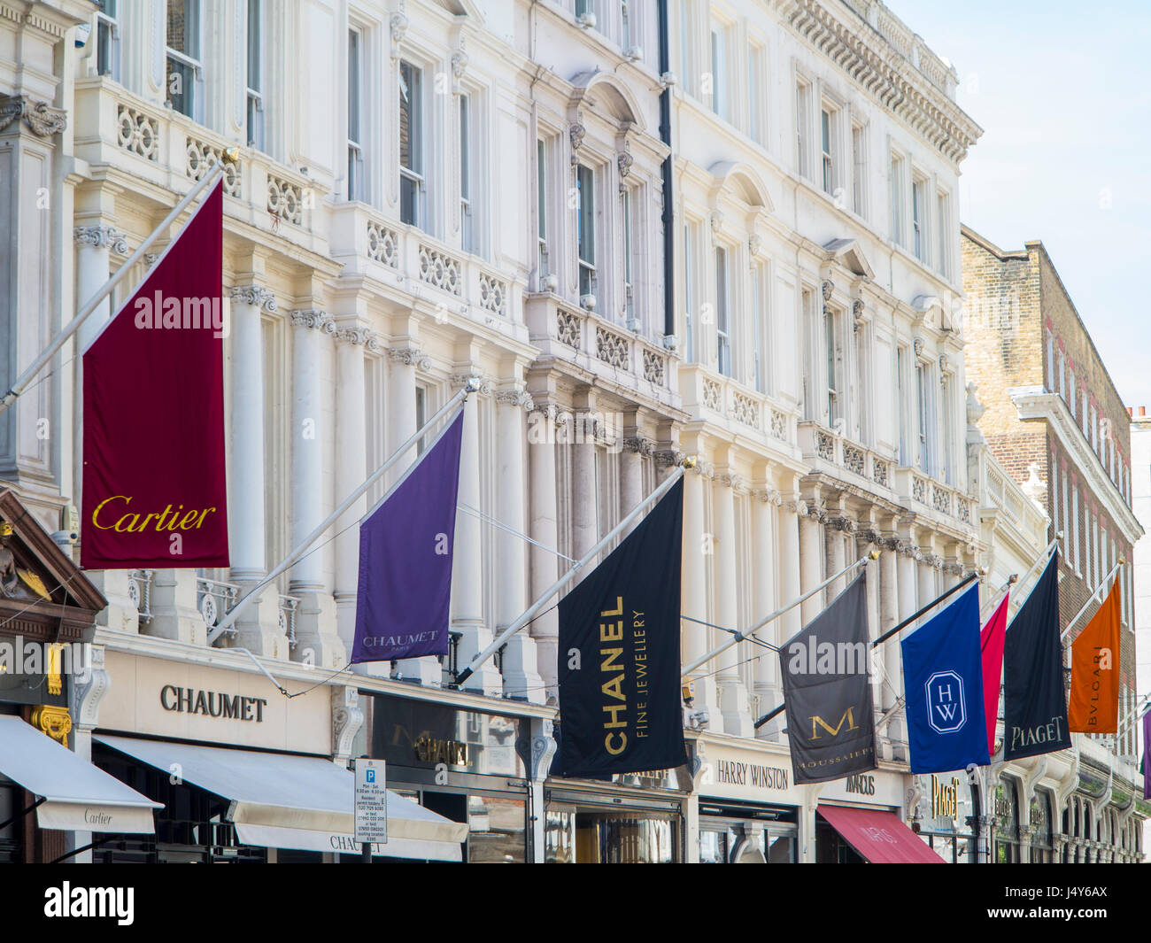 Designer flags in Bond Street Stock Photo - Alamy