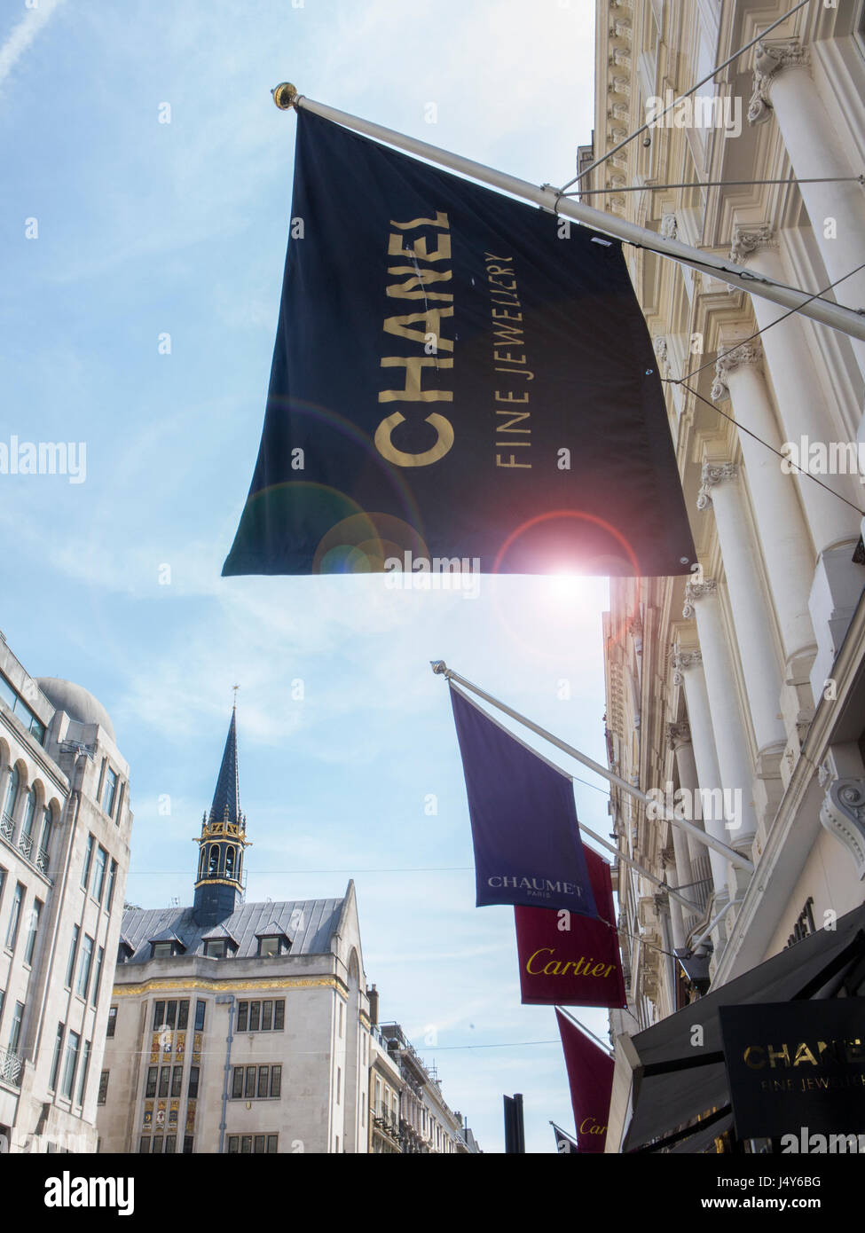 Designer flags in Bond Street Stock Photo - Alamy