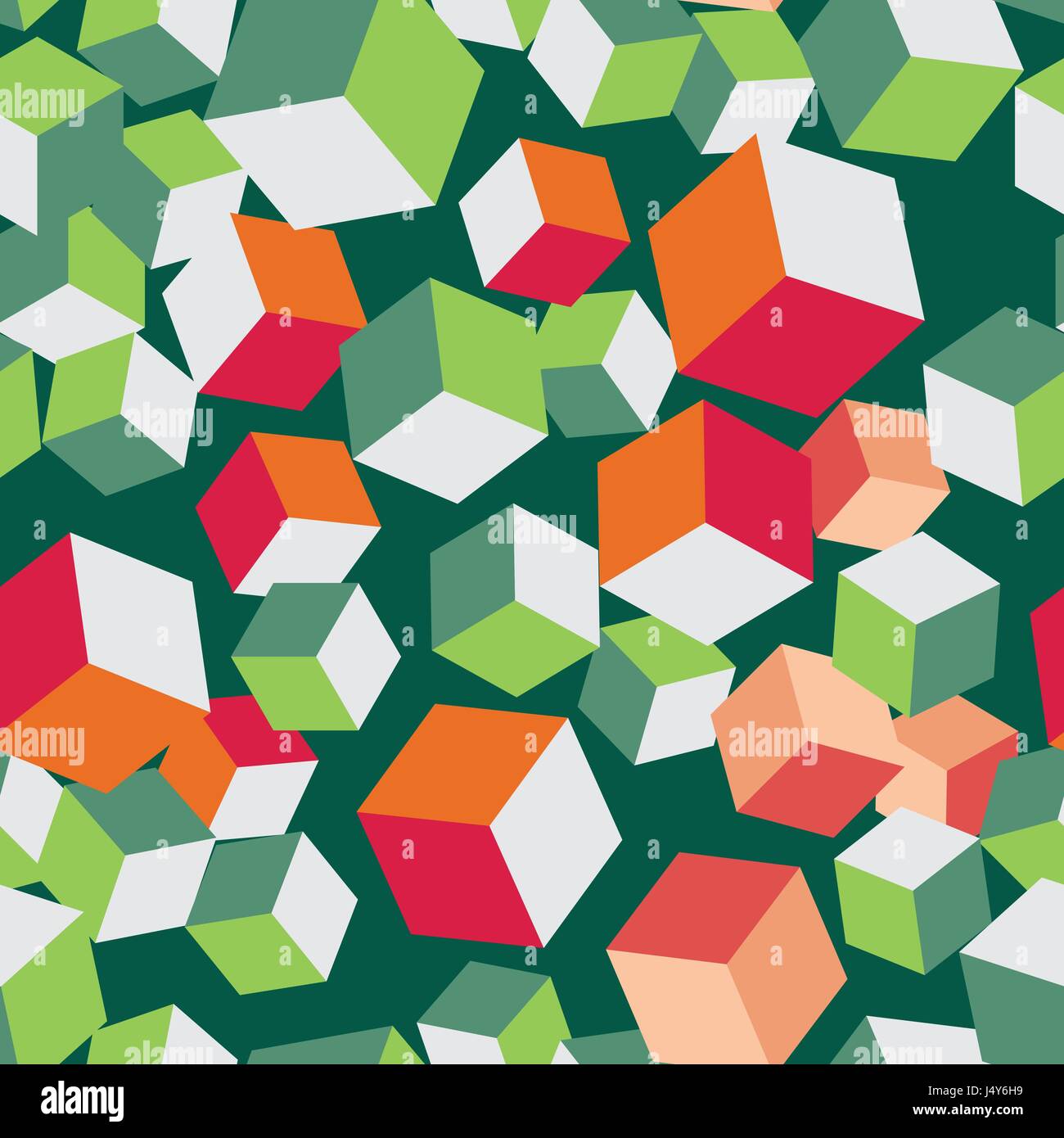 Chaotic colorful cube seamless pattern. Virtual Block endless repeat ...