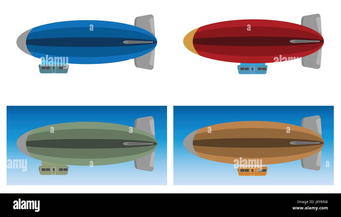 Zeppelin or Airship on white background and sky background vector ...