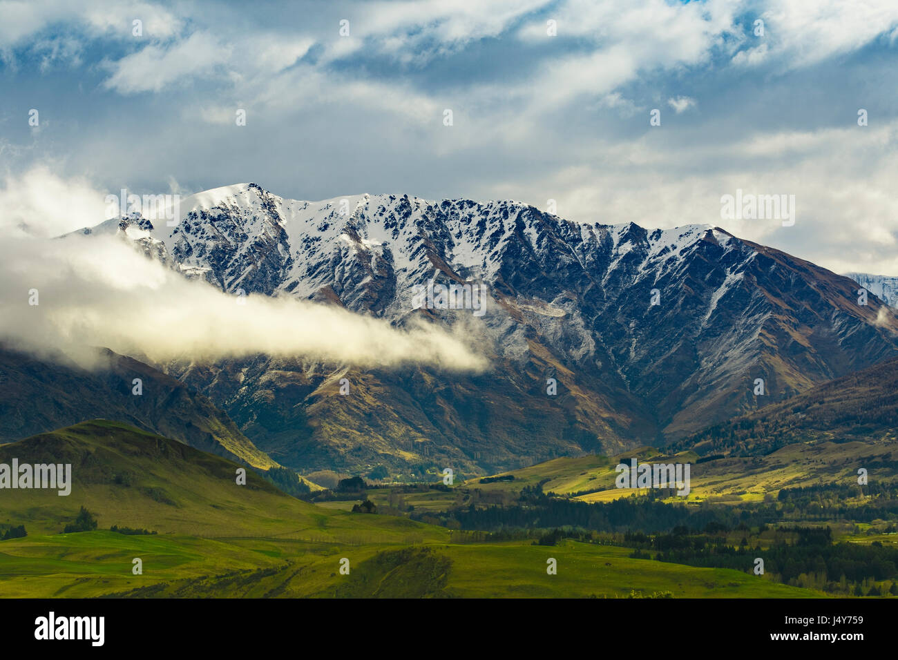 beautiful landscape of crown range road view point ,between wanaka town ...