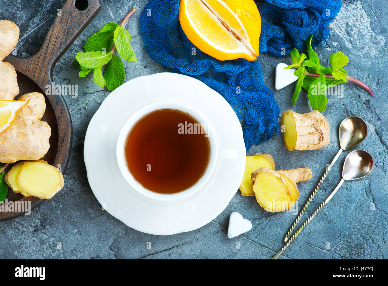 fresh tea in cup and on a table Stock Photo - Alamy