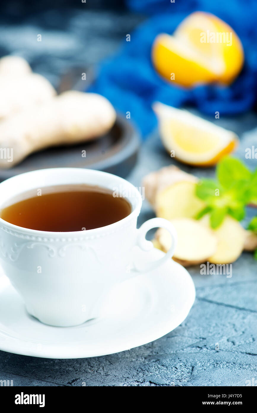 fresh tea in cup and on a table Stock Photo - Alamy