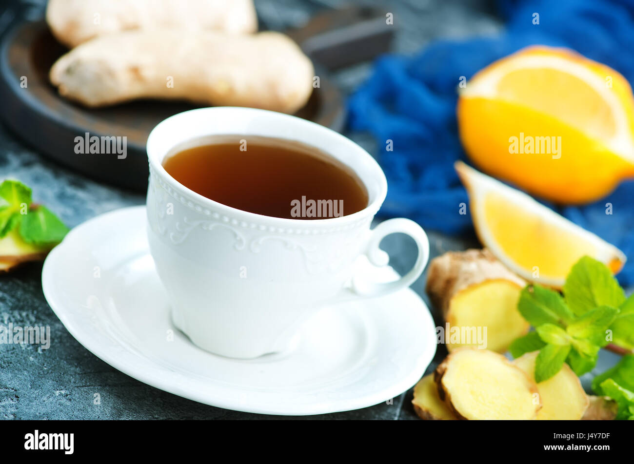 fresh tea in cup and on a table Stock Photo - Alamy