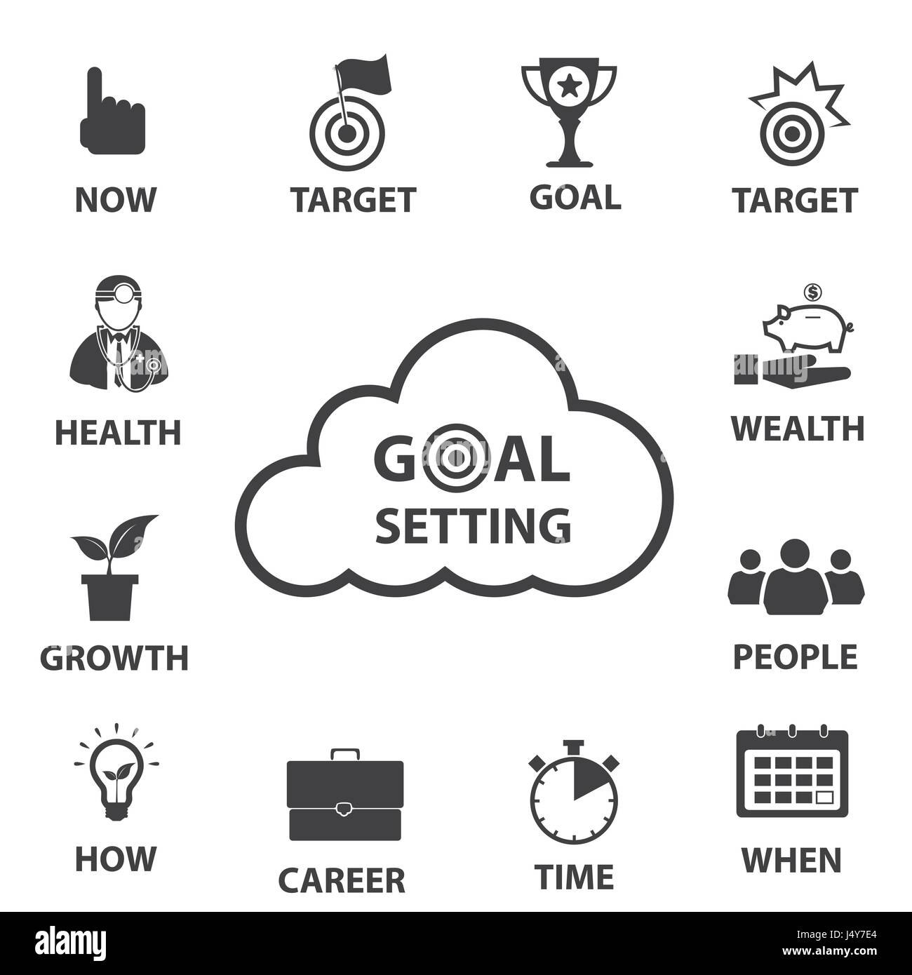 Goal setting vector vectors Black and White Stock Photos & Images - Alamy