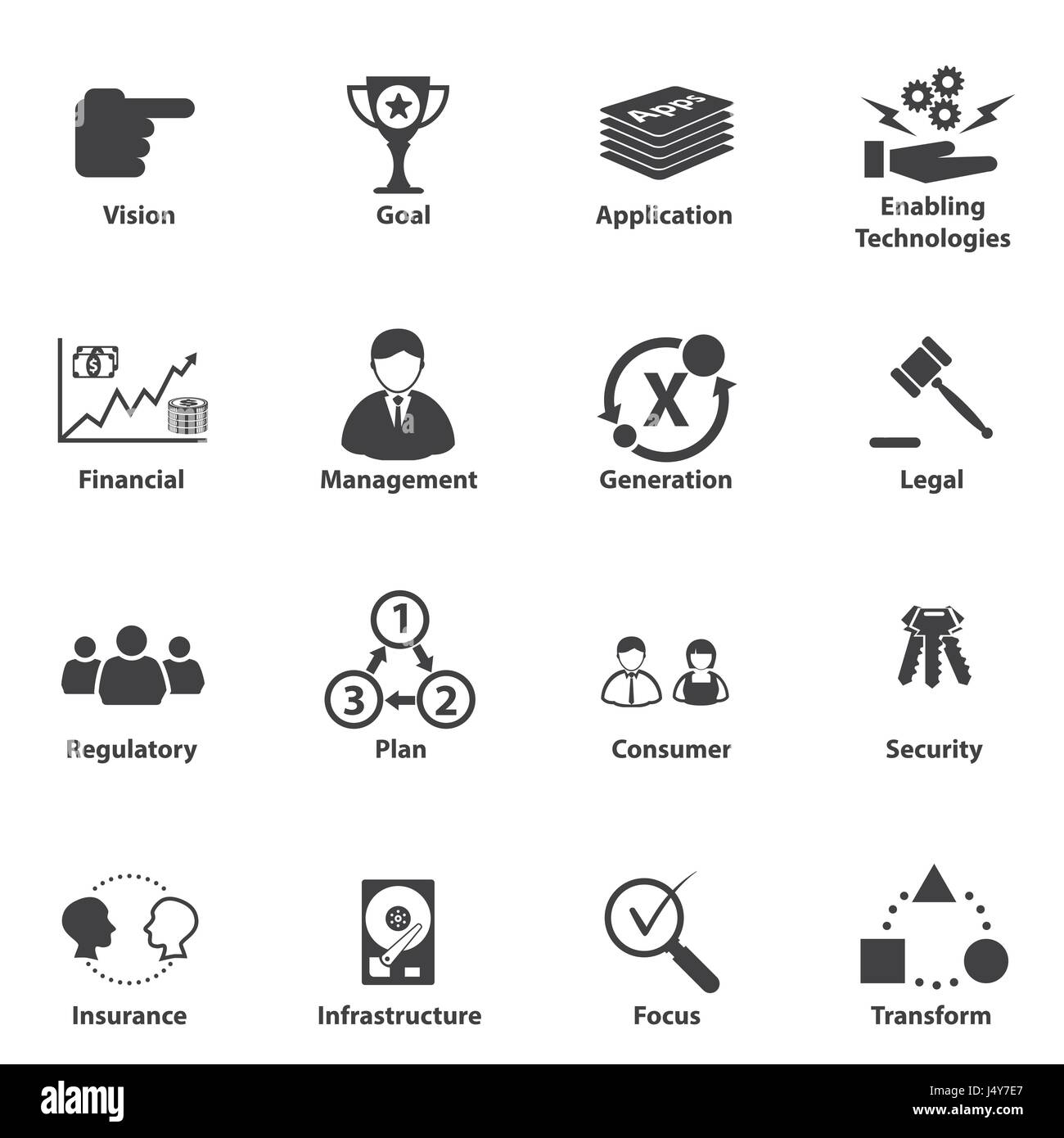 Big Data icon set, Business IT Strategic planning Stock Vector Image ...