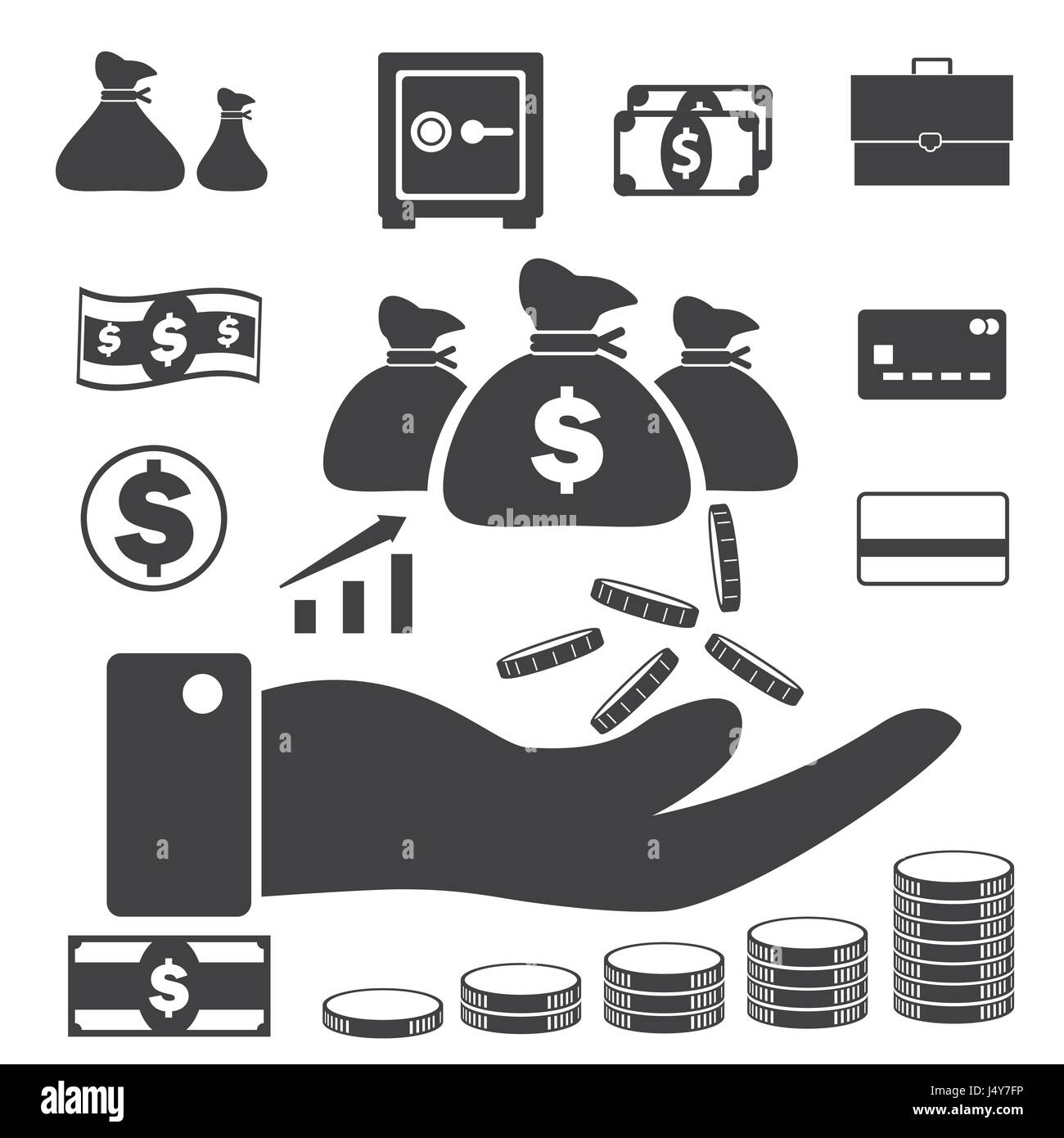 Business finance icons set, Money and Credit icons Stock Vector Image ...