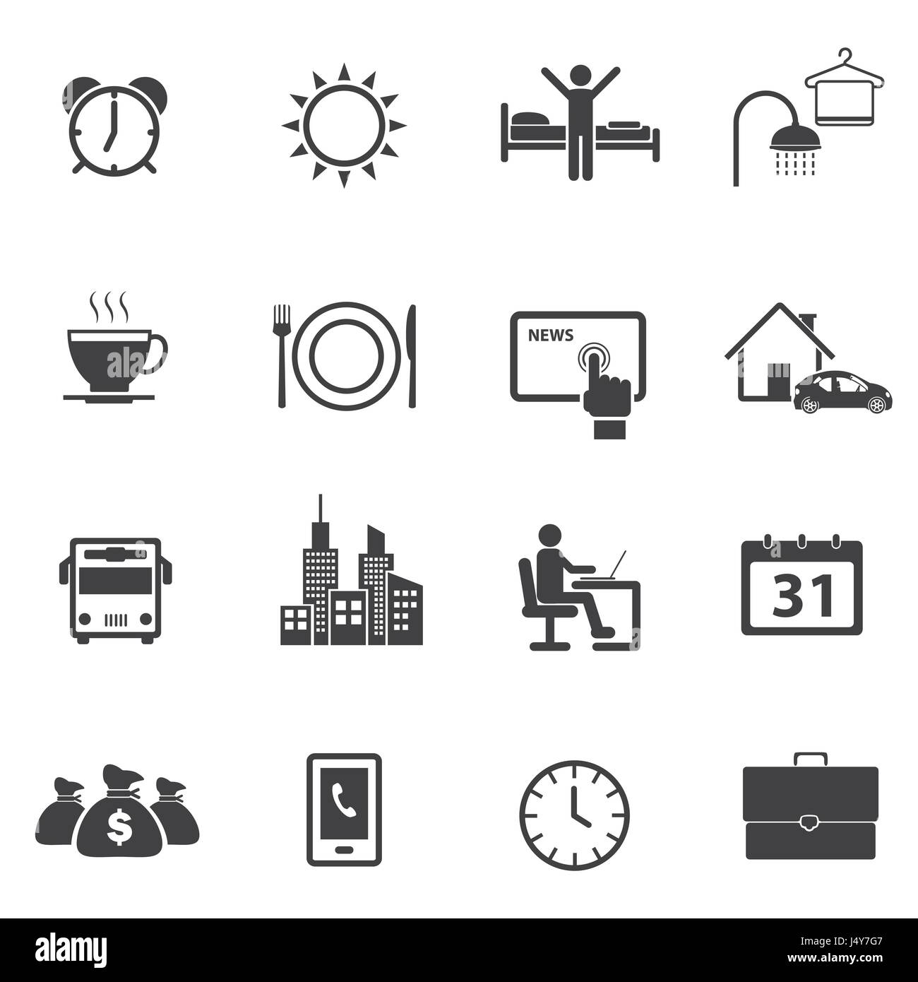 Business time and Daily routine icon set Stock Vector Image & Art - Alamy
