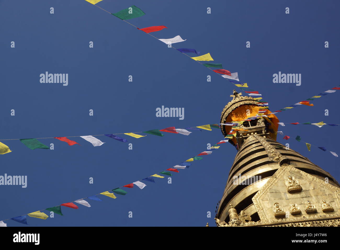 The spire of Swayambhu Temple in Kathmandu, Nepal Stock Photo - Alamy