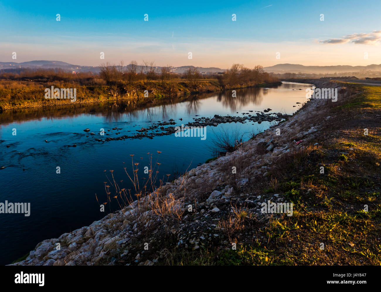 River at sunset Stock Photo - Alamy