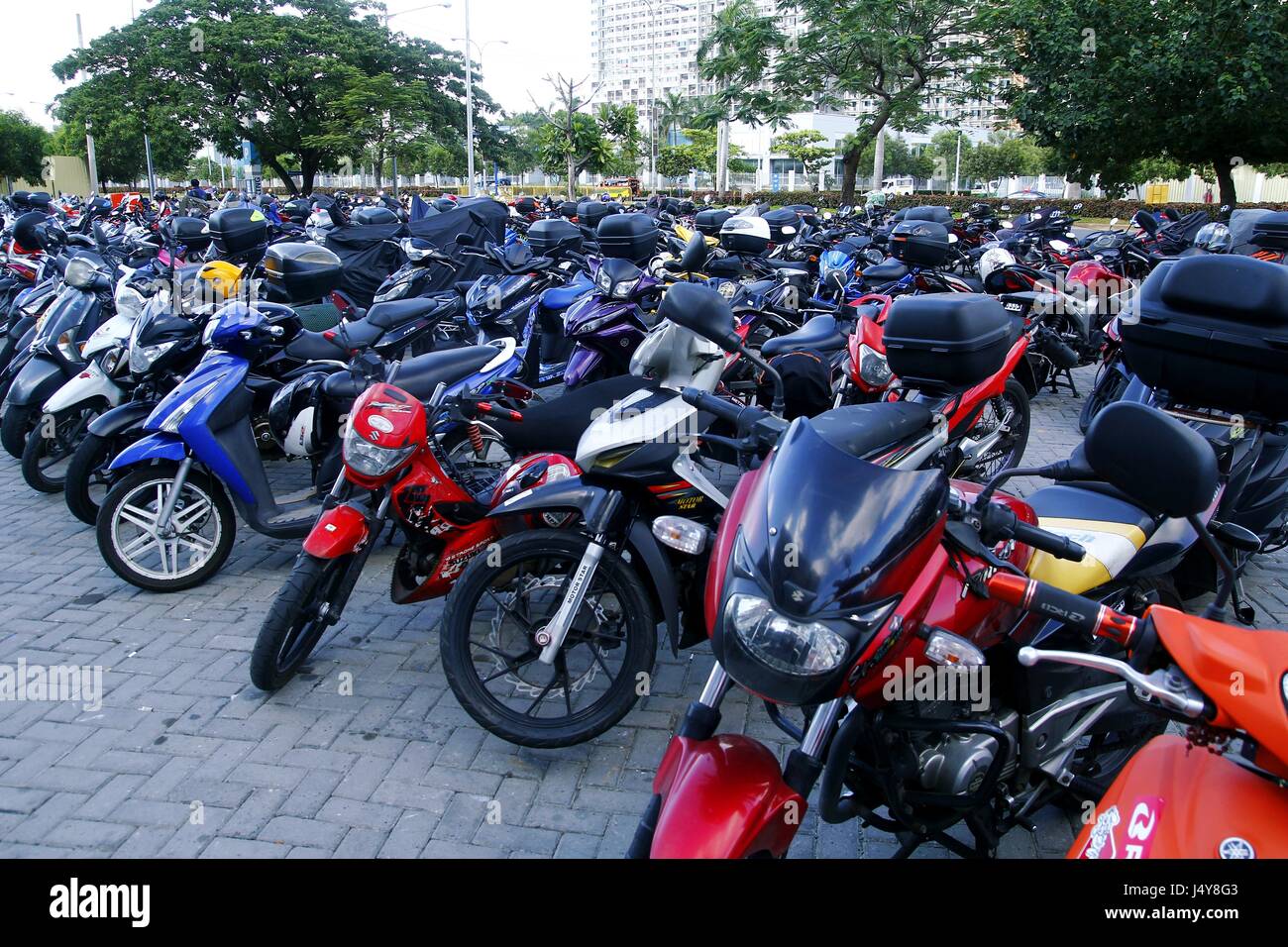 PASAY CITY, PHILIPPINES - MAY 11, 2017: A wide variety of motorcycles ...