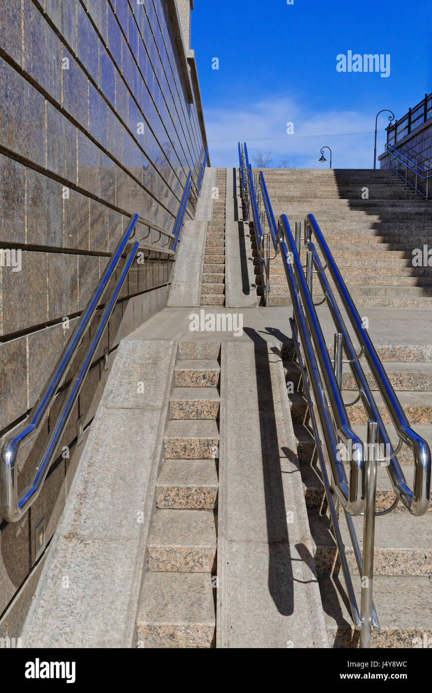 Russia, Siberia, the city of Omsk, a wheelchair ramp in central area ...