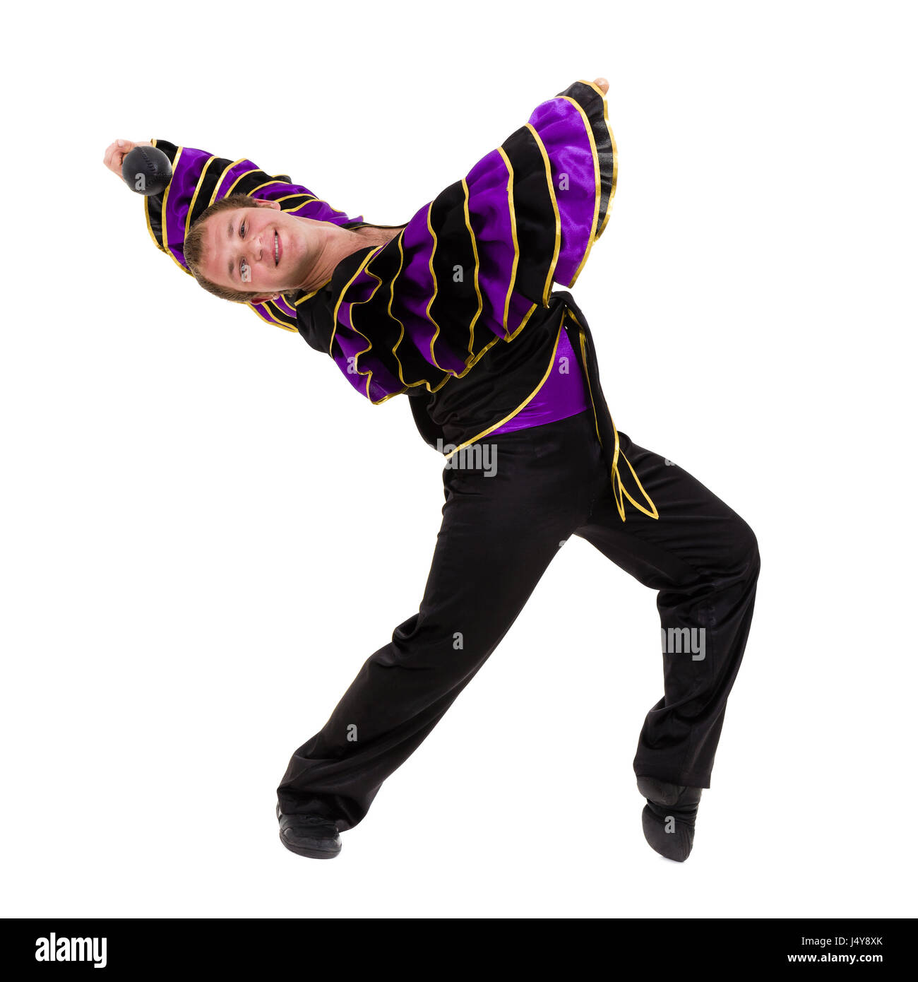 one caucasian man samba dancer dancing isolated on white background ...