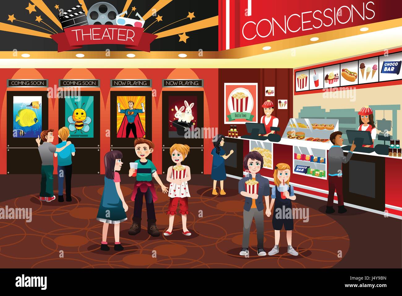 Children friends movie theater Stock Vector Images - Alamy