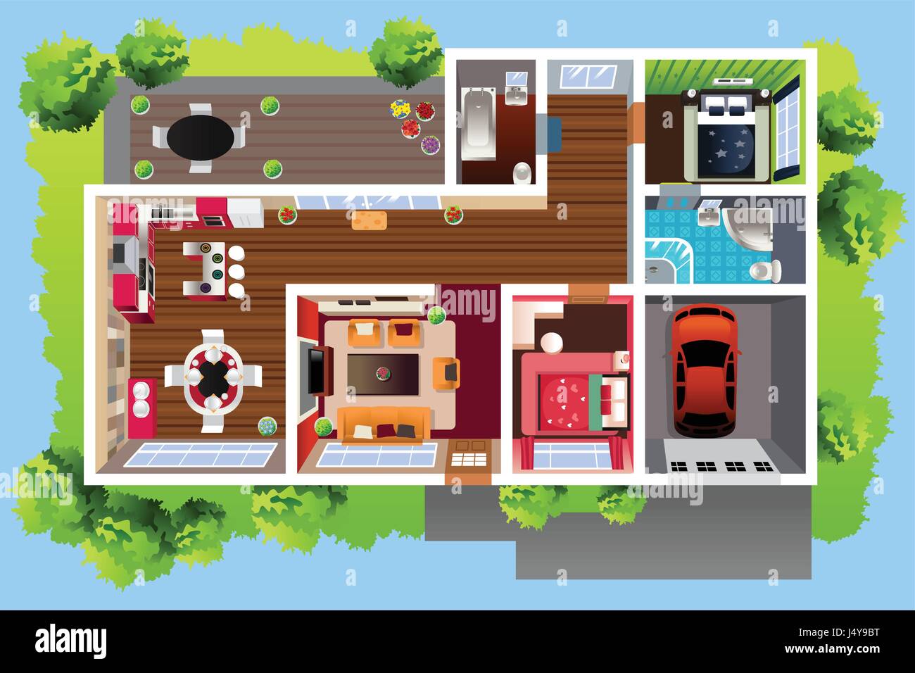 A vector illustration of House Architecture Viewed From Above Stock ...