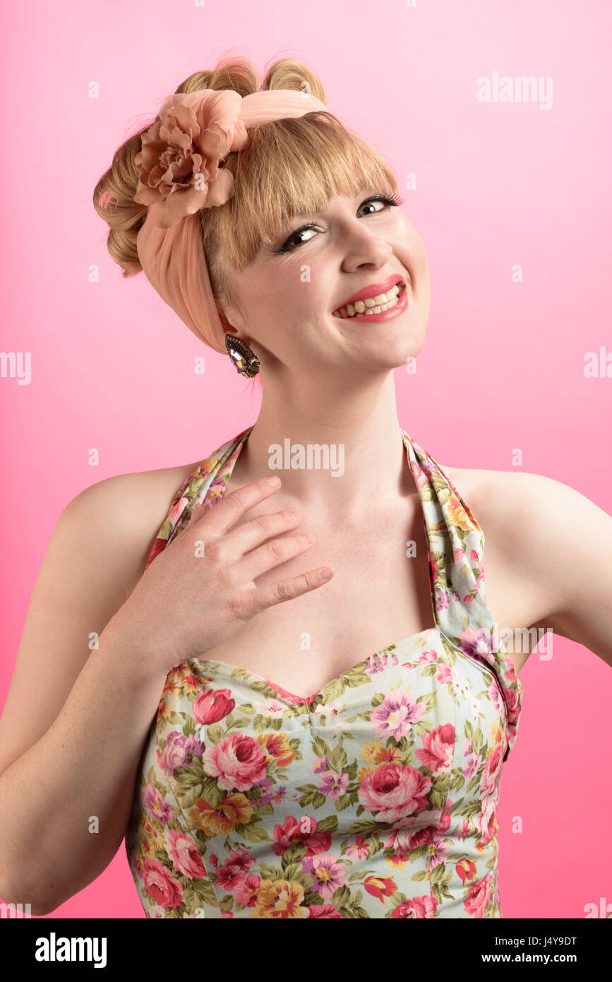 Cheeky pin up style shot - close up of model wearing vintage style ...
