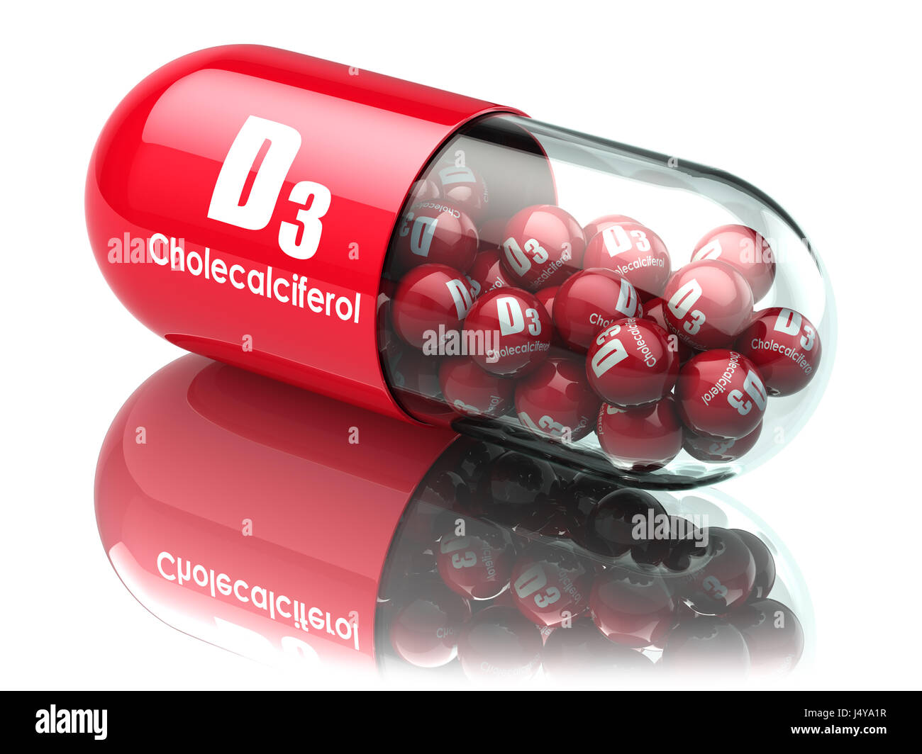 Vitamin D3 capsule or pill. Dietary supplements. Cholecalciferol. 3d ...
