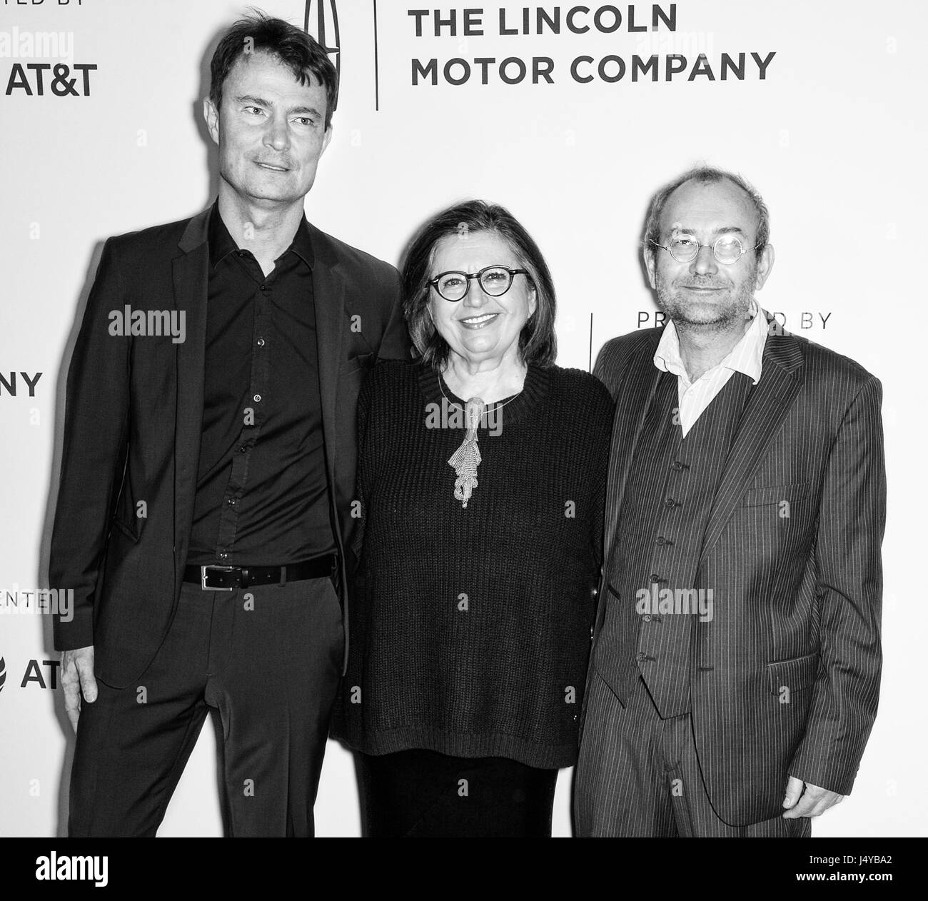 NEW YORK, NY - APRIL 23, 2017: Producer Pavel Strnad, actress Zuzana ...