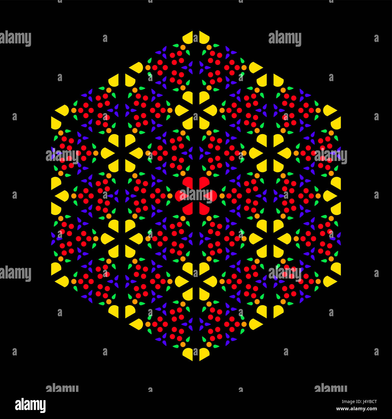 Rose window leadlight impression, generated by patterns in the colors ...