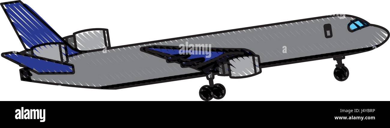 airplane passenger commercial transport outline Stock Vector Image ...