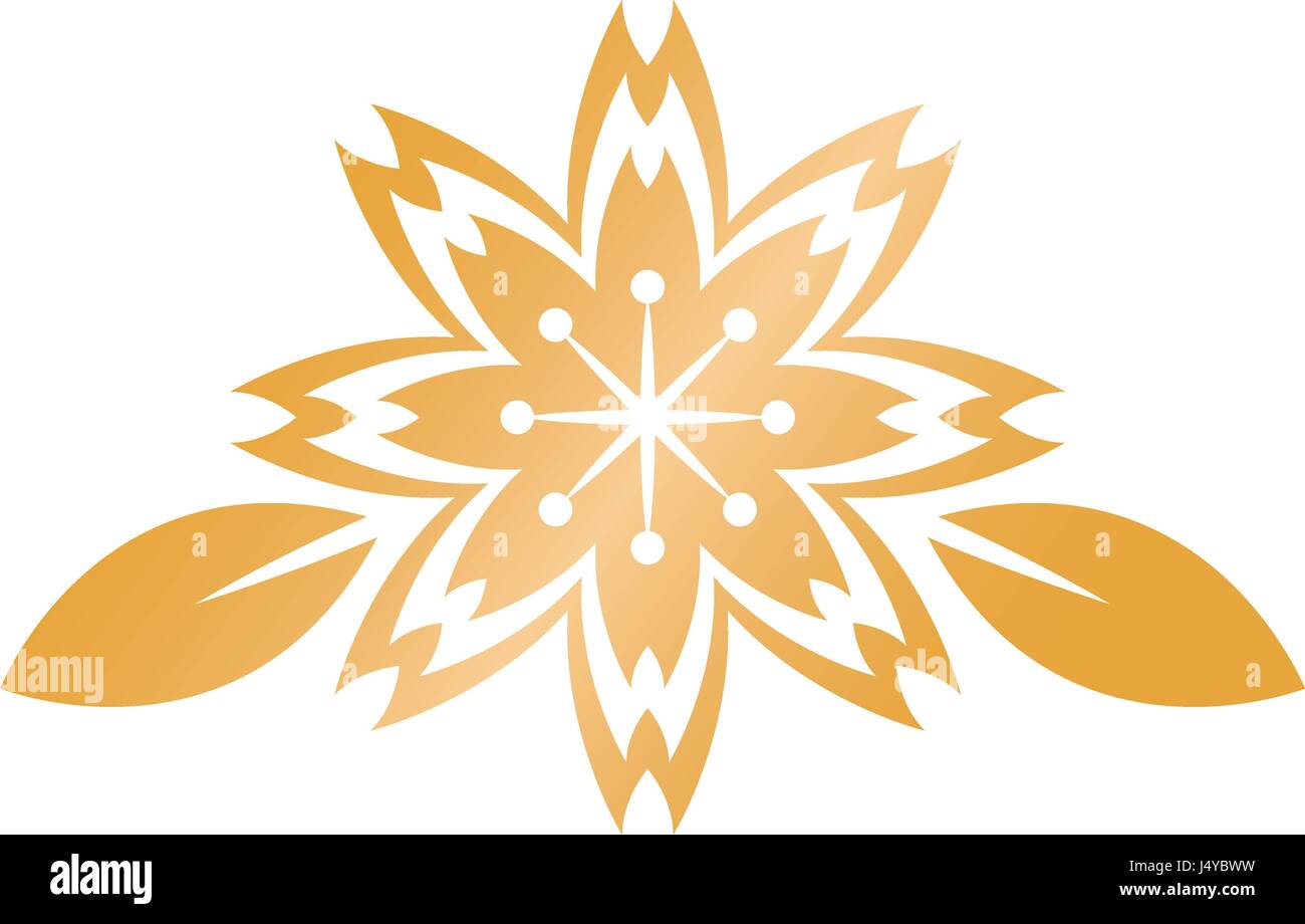 golden flower leaves chinese decoration symbol Stock Vector Image & Art ...