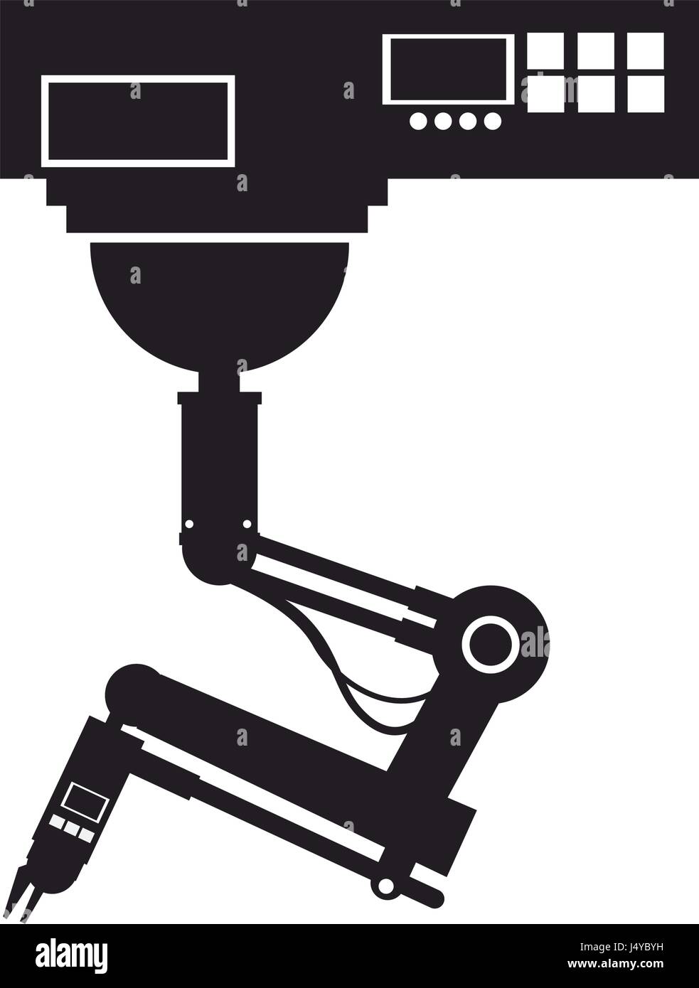 robot hand button among a set of buttons. use of artificial ...