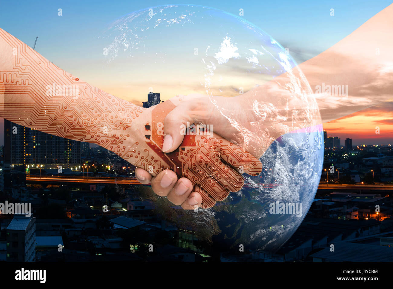 Industry 4.0 internet of things and digital disruption concept. Double ...