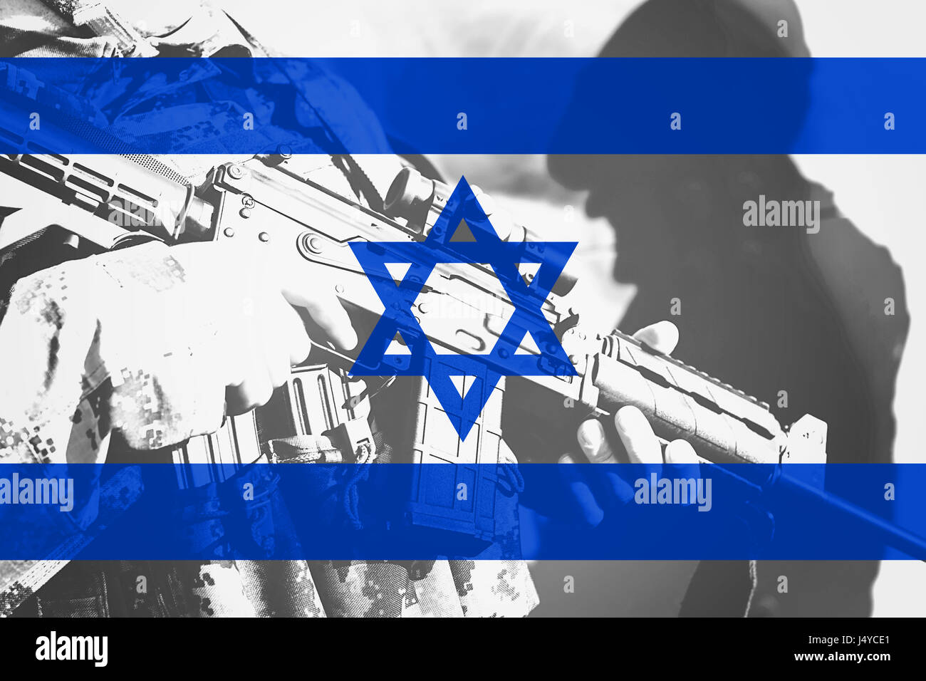 Soldier with machine gun with national flag of Israel Stock Photo - Alamy