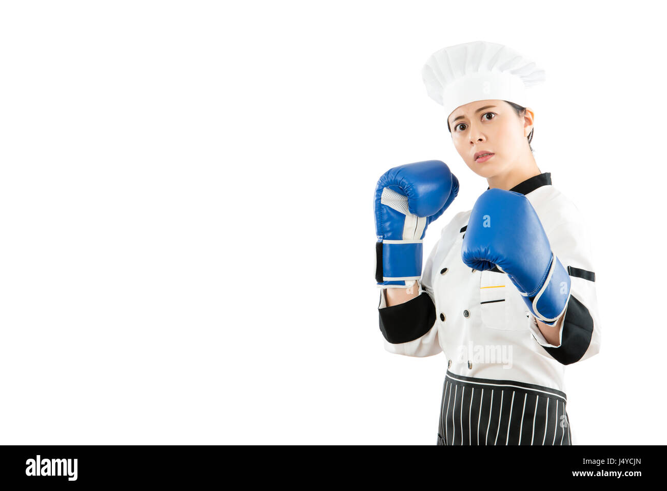 aggressive angry mixed race chinese asian cooking lady ready fighting ...