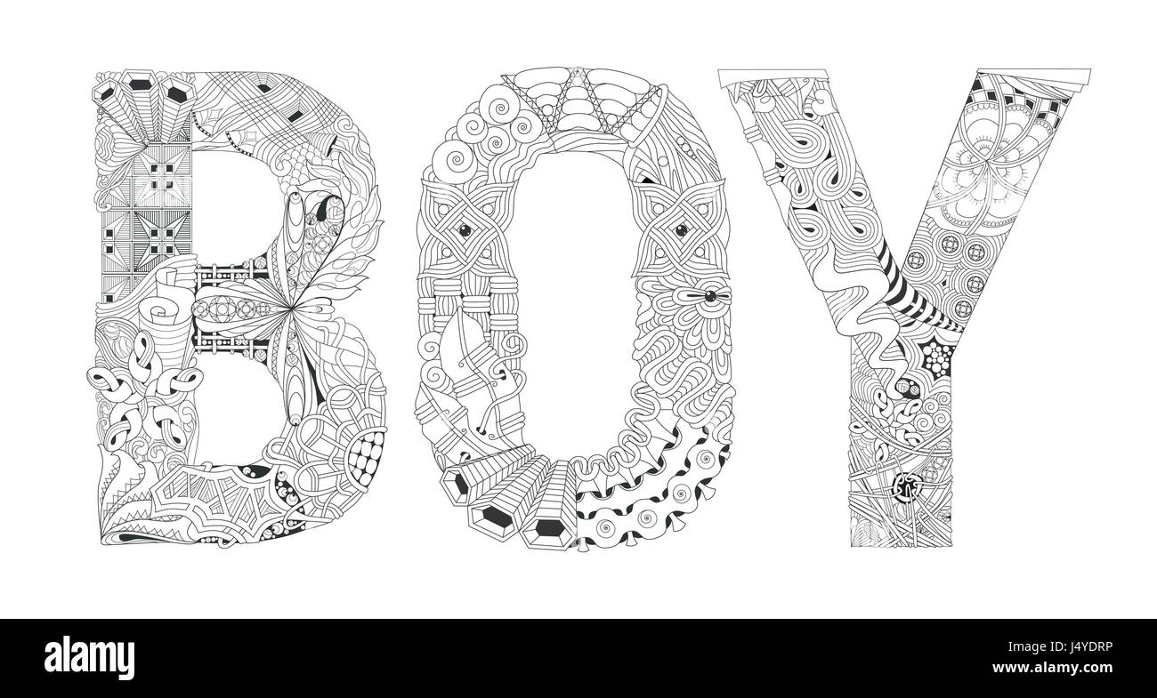 Word BOY for coloring. Vector decorative zentangle object Stock Vector ...