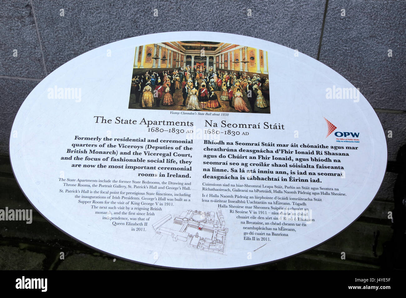 Information panel about the State Apartments Dublin castle, Ireland ...