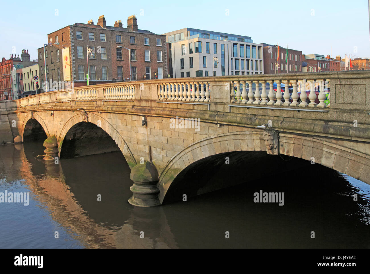 Father Matthew Bridge crossing River Liffey, city of Dublin, Ireland ...