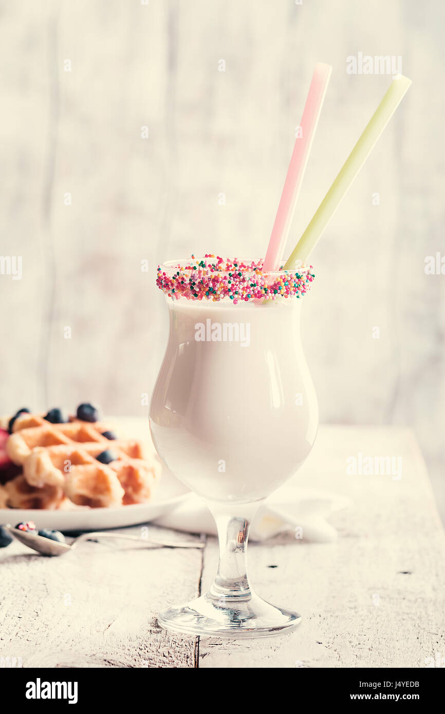 Fresh made Vanilla Shake Stock Photo - Alamy