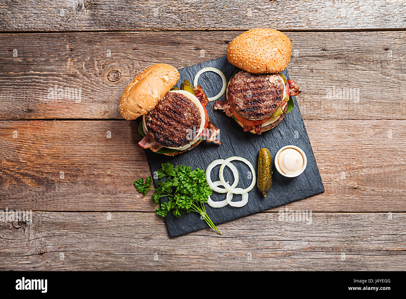 Fresh homemade burgers Stock Photo - Alamy