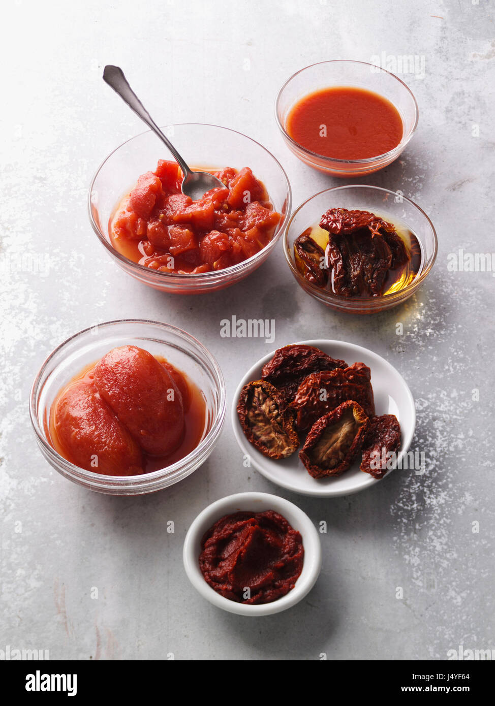 Different sorts of processed tomatoes Stock Photo - Alamy