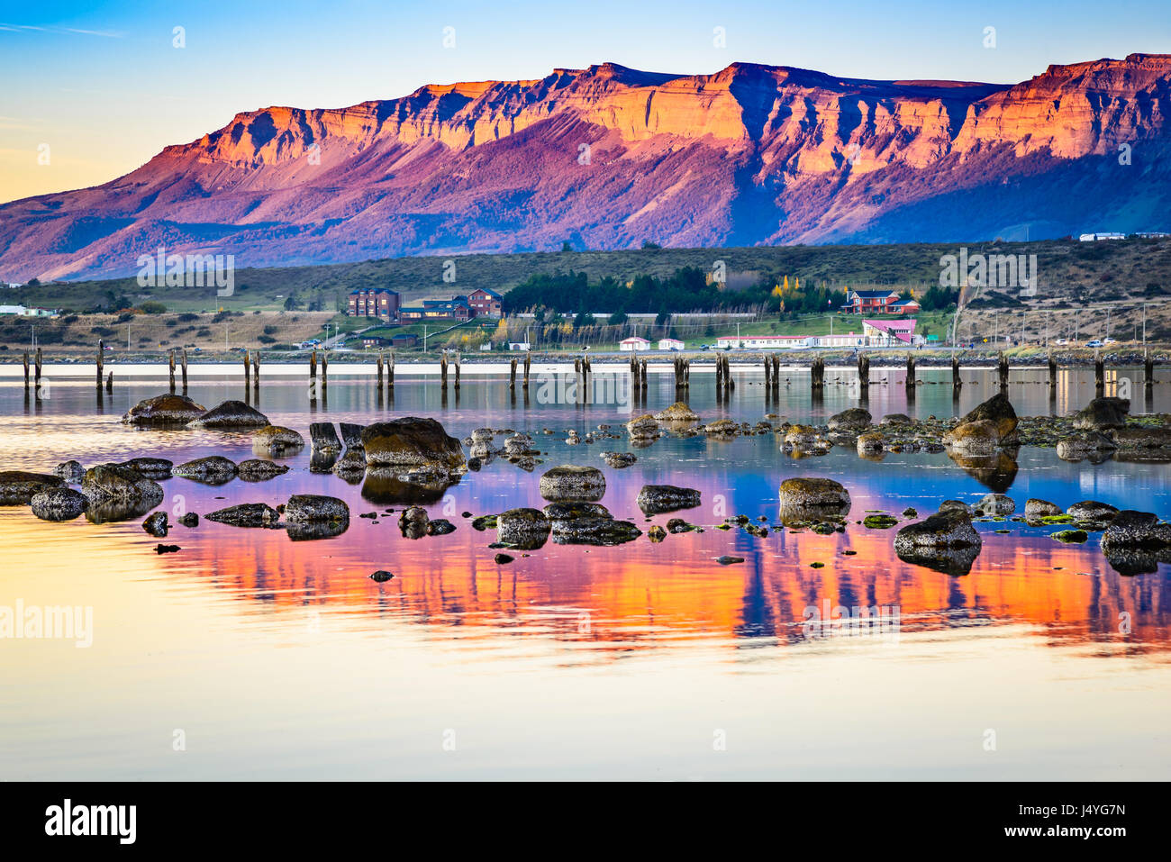 Puerto Natales, Chile - Gulf Almirante Montt, the Pacific Ocean waters ...