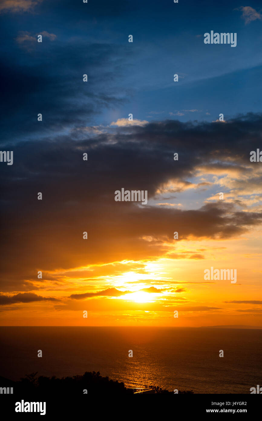 tropical beach sunset with beautiful orange sunlight Stock Photo - Alamy