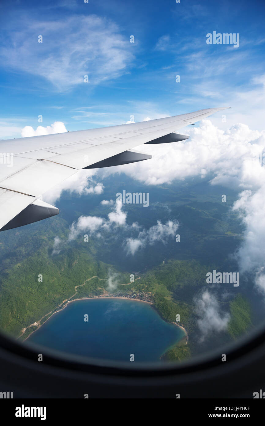 very nice view from airplane window, view of the bay Stock Photo - Alamy