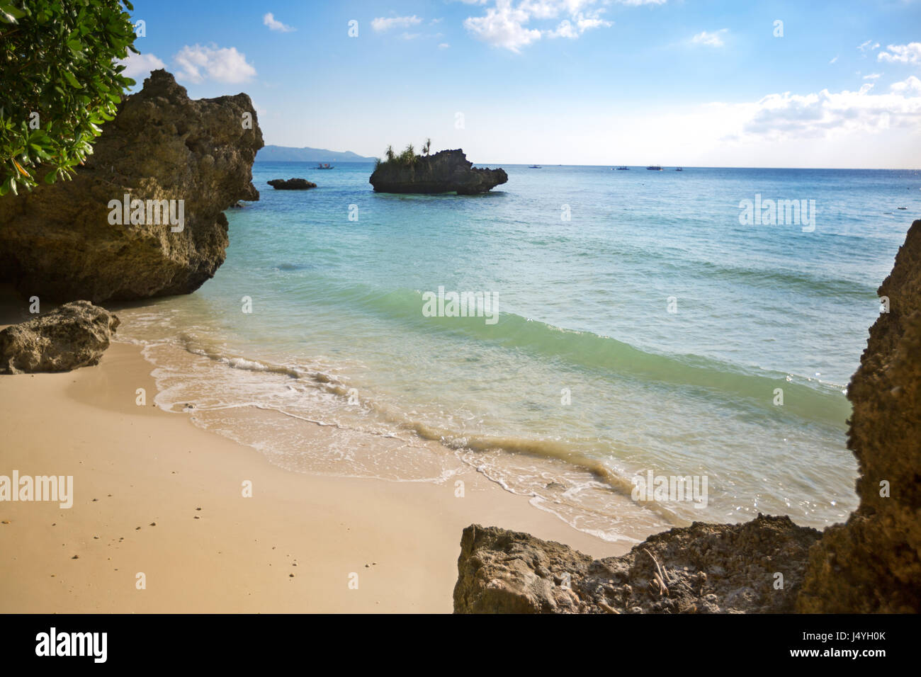Tropical beach, beautiful bay with transparent azure sea Stock Photo ...