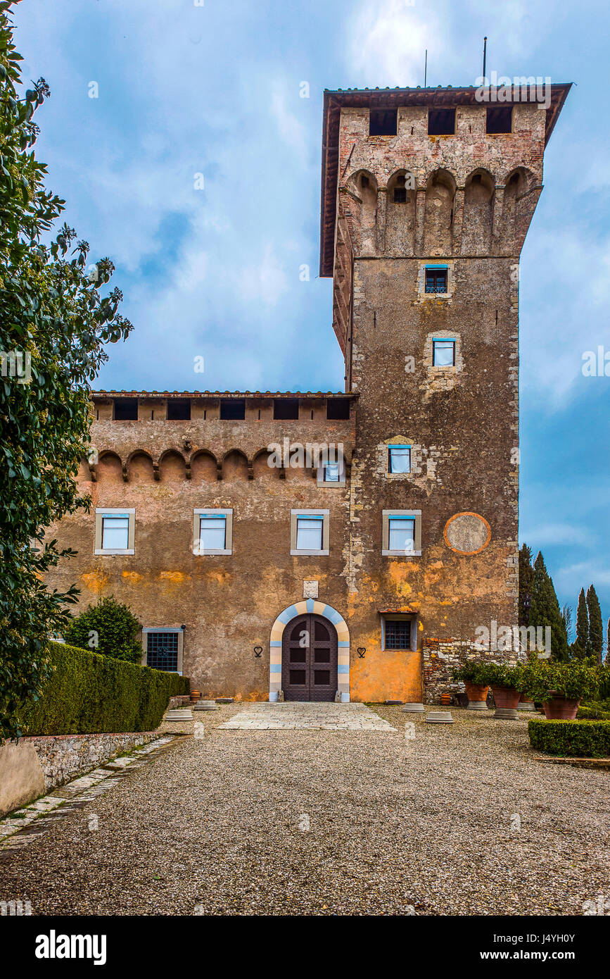 Trebbio Castle from courtyard Stock Photo - Alamy