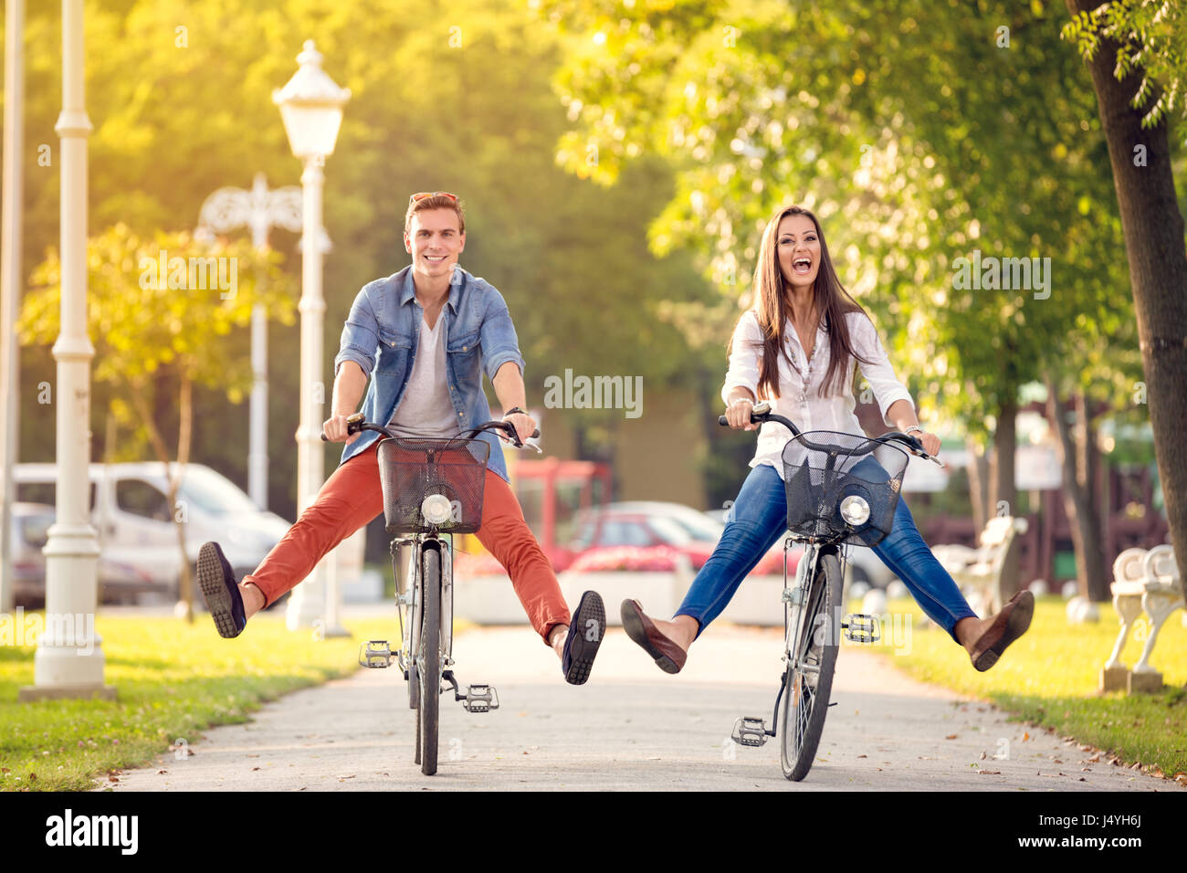 Funny man on bicycle hi-res stock photography and images - Alamy