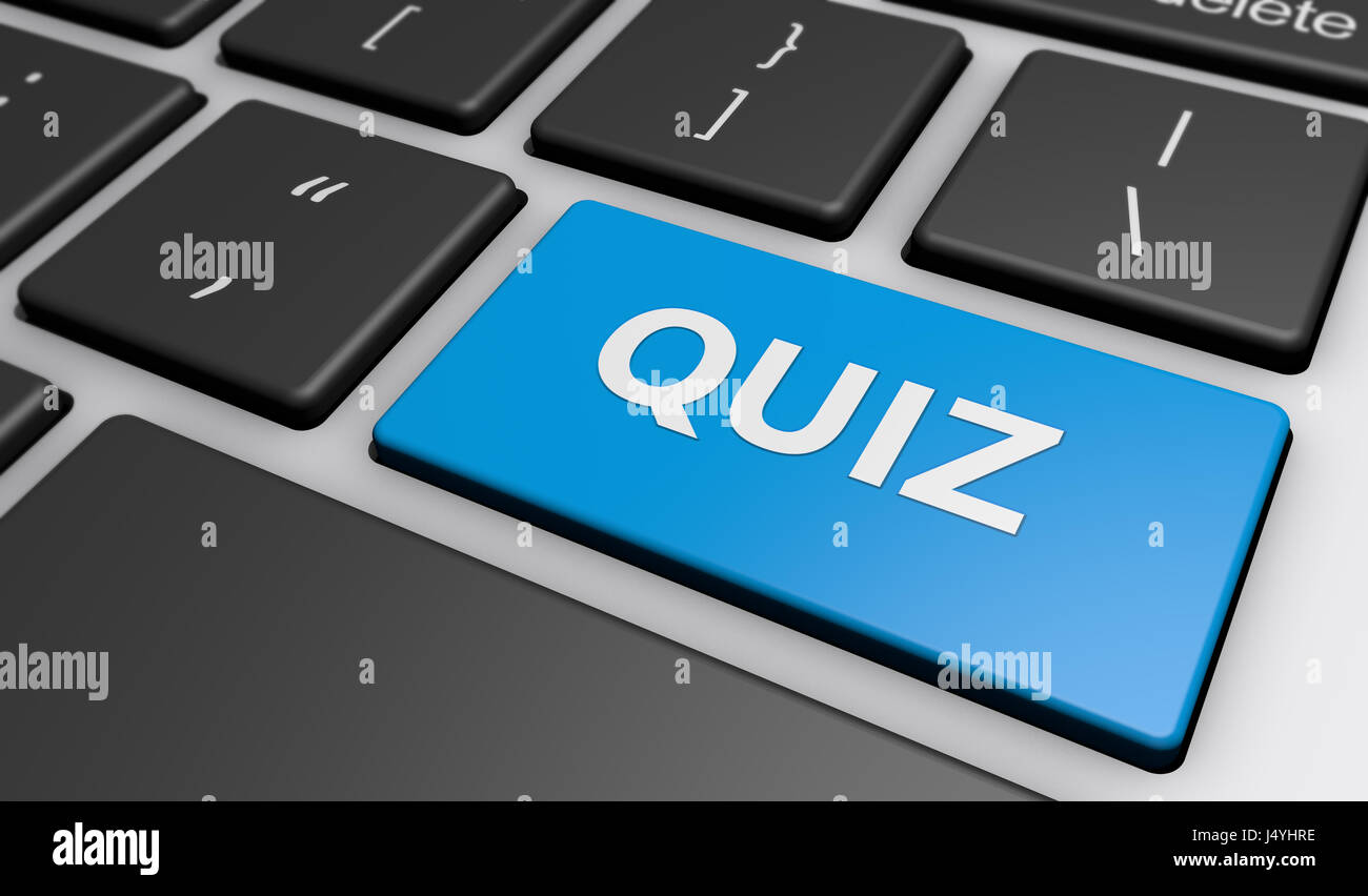 Quiz sign button on computer keyboard 3d illustration Stock Photo - Alamy
