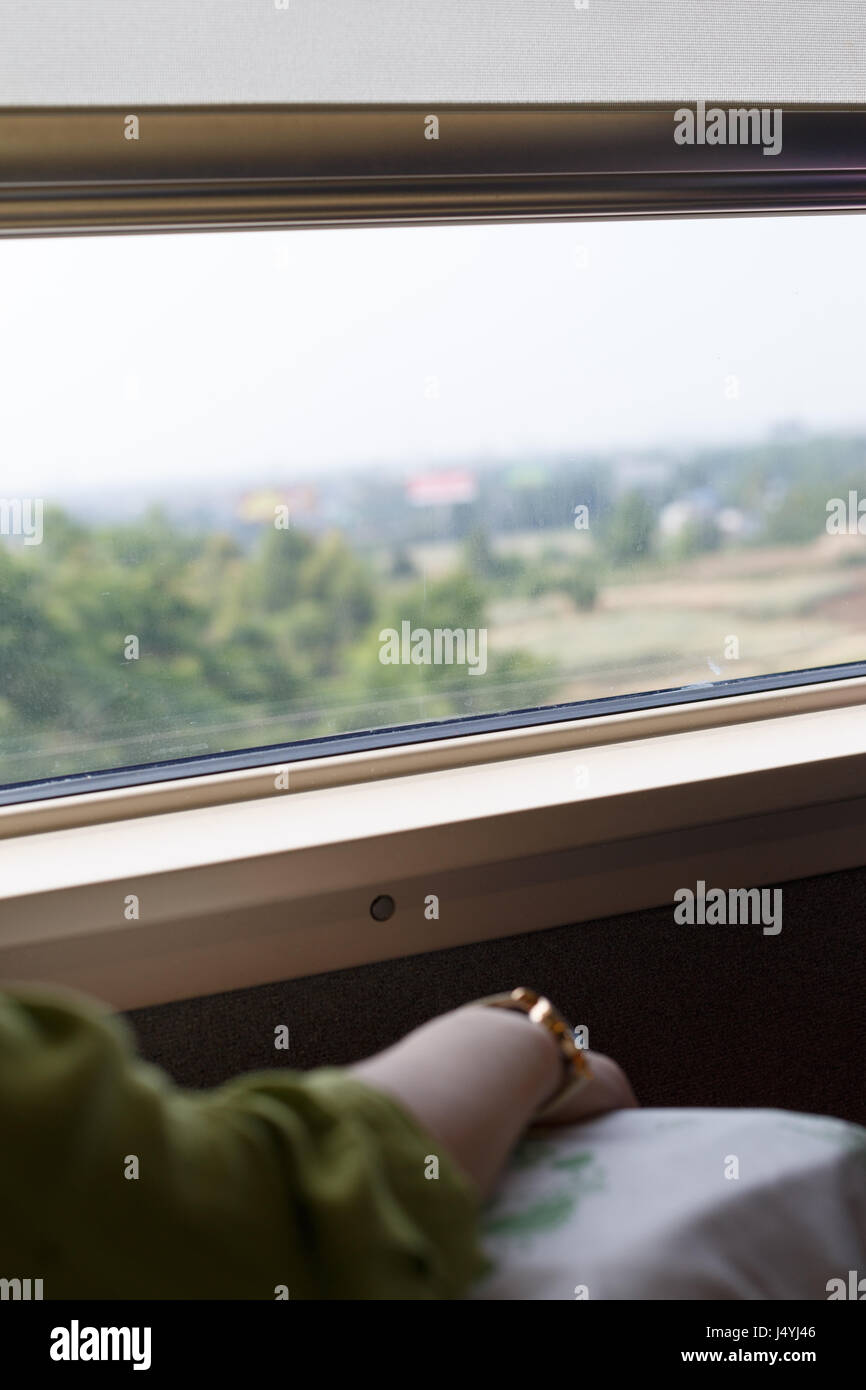 The running train windows and the passing time Stock Photo - Alamy