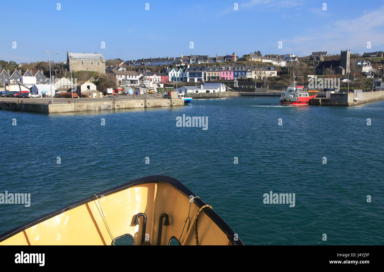 Cape Clear ferry approaching the harbour at Baltimore, County Cork ...