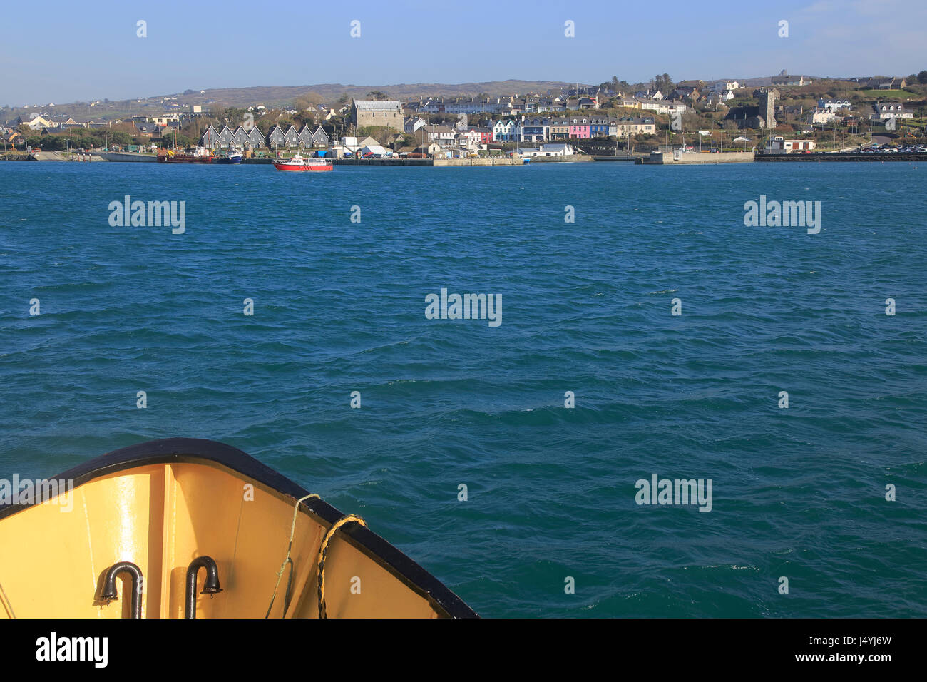 Cape Clear ferry approaching the harbour at Baltimore, County Cork ...